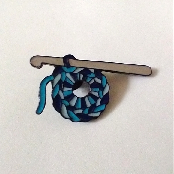 Jewelry | Crochet Hook And Blue Yarn Enamel Pin New | Poshmark